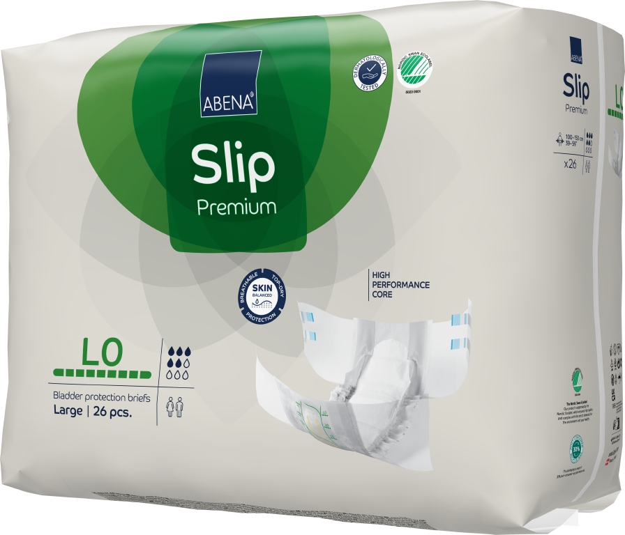 Allt-i-ett Skydd Abena Slip Premium Vit L0 100-150cm 5 Droppar 26st - Inkontinensskydd - Städshop.se